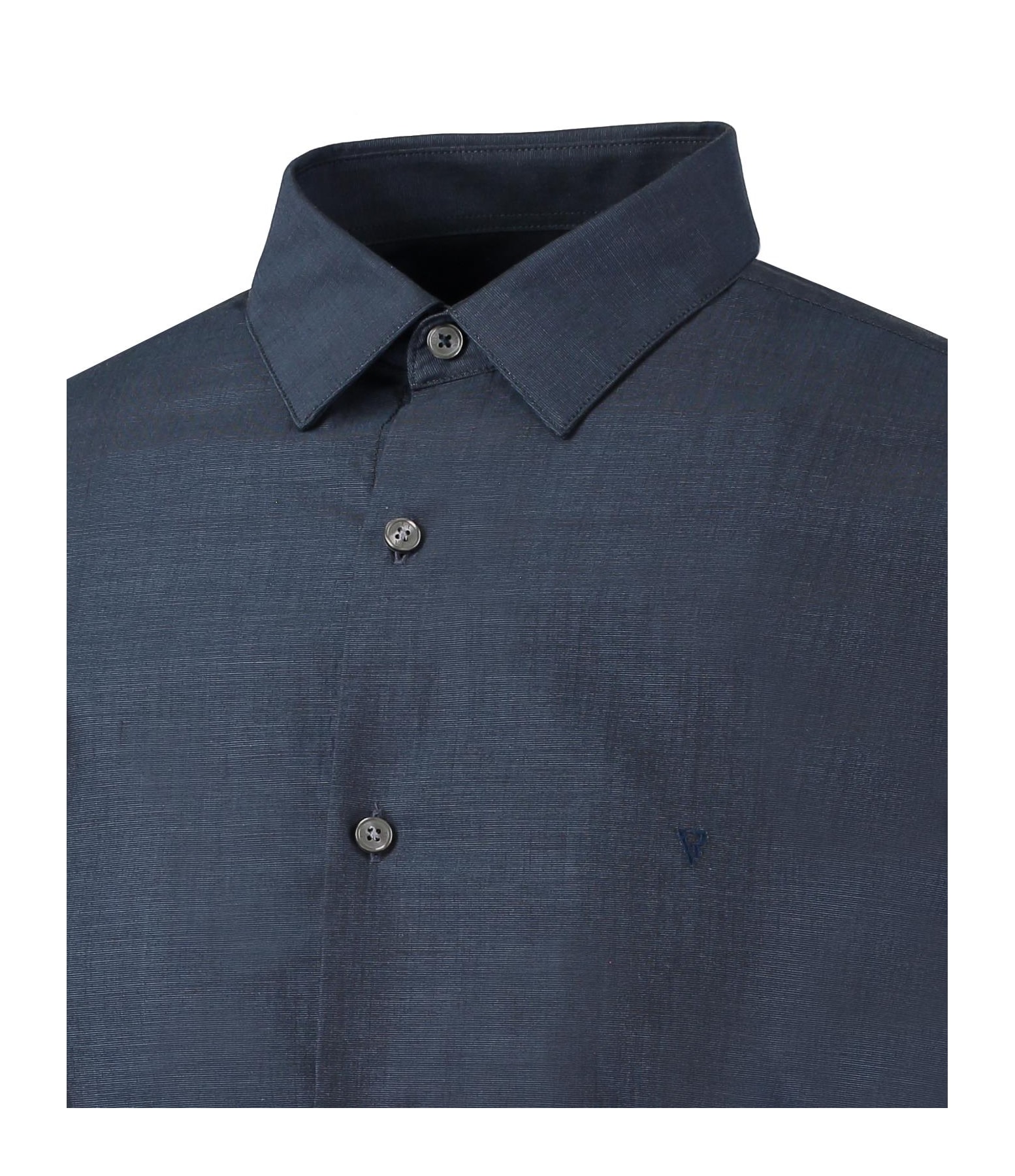 Camisa Fil a Fil Lisa Ml Azul Escuro